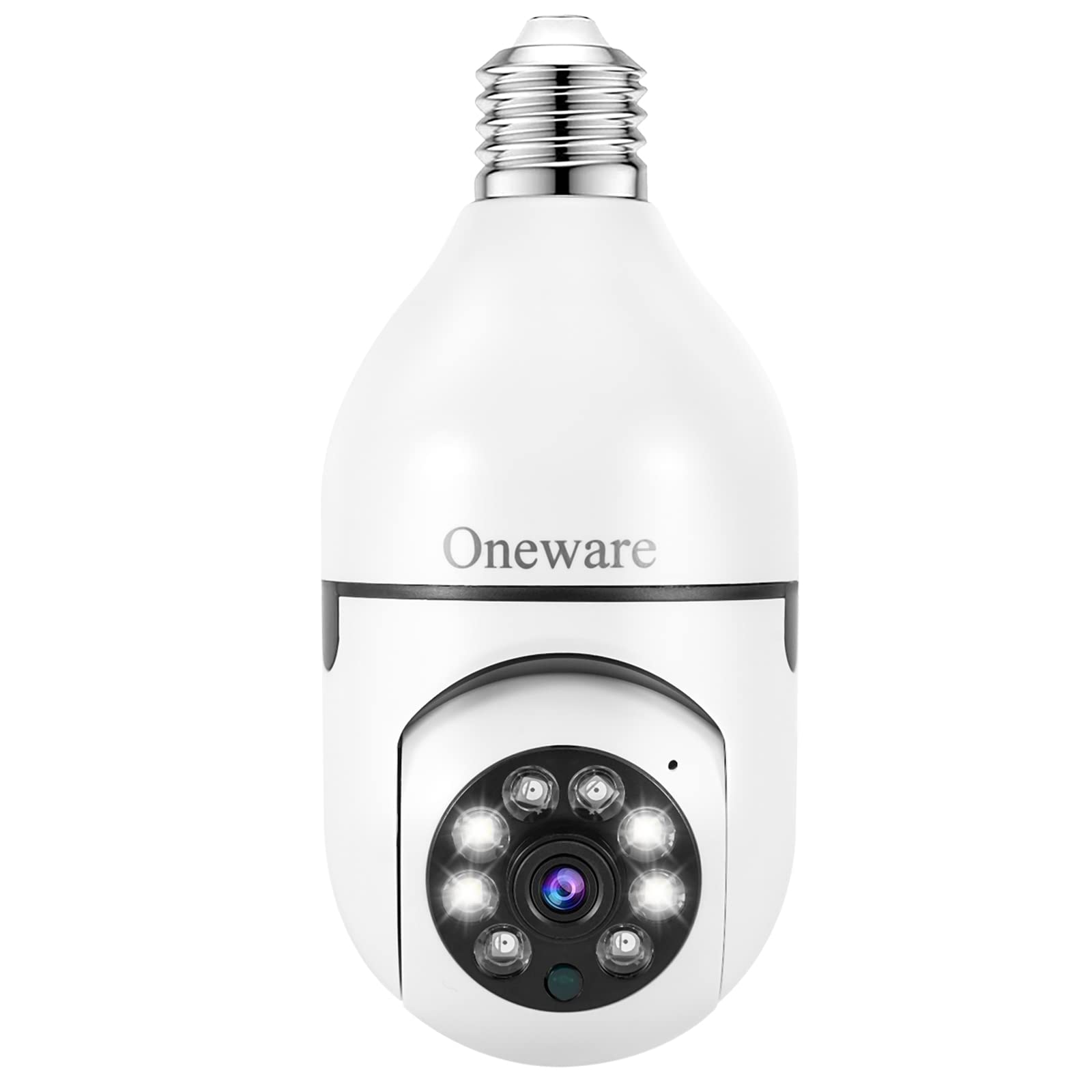 Wireless Light Bulb Security Camera 1080P Pan Tilt Wireless 360 Degree Floodlight Night Vision with Floodlight Human Motion Detection and Alarm Included 64GB Memory Card