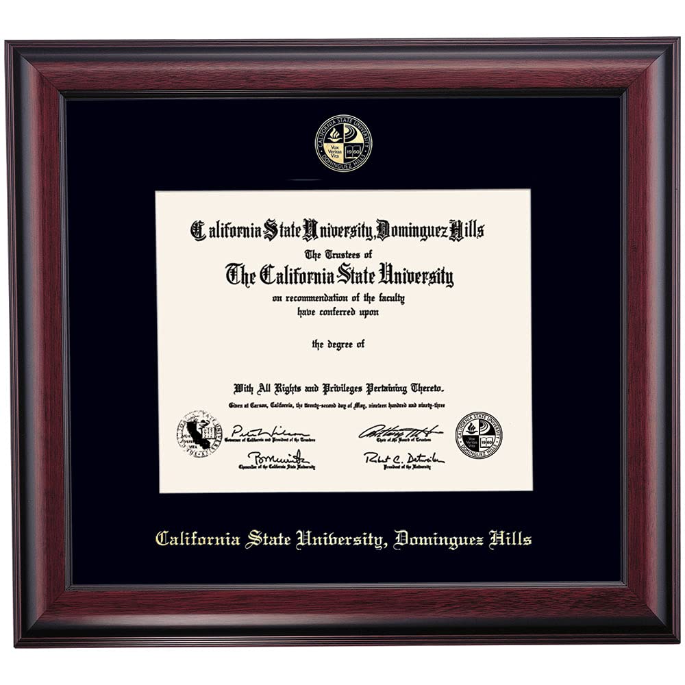 OCM DiplomaDisplay Traditional Frame for California State University, Dominguez Hills Toros | 8-1/2" x 11" Diploma Certificates | Black Mat | Home & Office | Graduation Gift