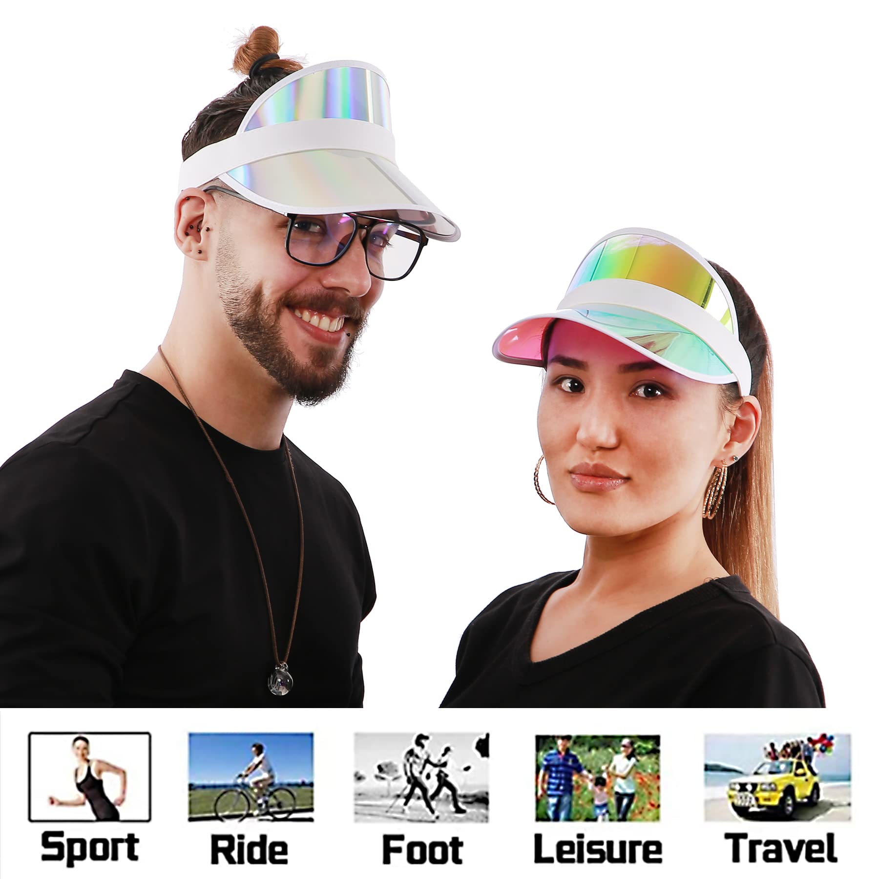 Sun Visor Hat Women Men Adjustable Sport Beach Golf Headwear Outdoor UV Protection Sunhat Clear Cap (1-Elastic-silver2)