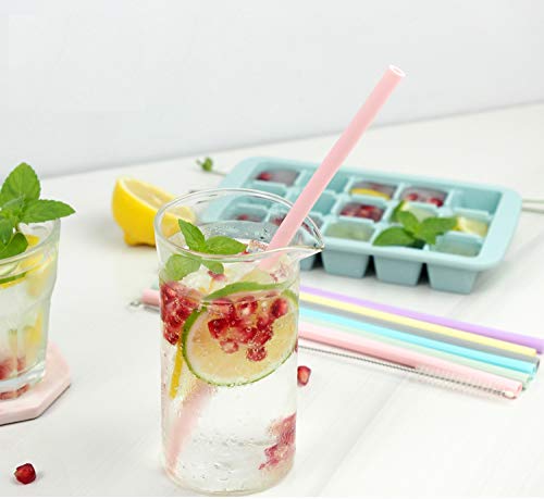 Silicone Straws Reusable Drinking Straw Pack-of-6 Soft Beverage Water Drink Straw -for 30oz and 20oz Tumblers 6Pcs Straws - Comes with 1 Cleaning Brush in All (1Box)