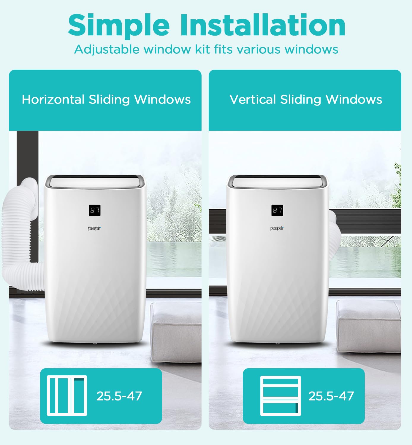 Voice-Enabled Portable Air Conditioner – Pasapair 14000 BTU Portable AC for Room with APP - 4-in1 AC Unit with Auto Swing & Window Kit included