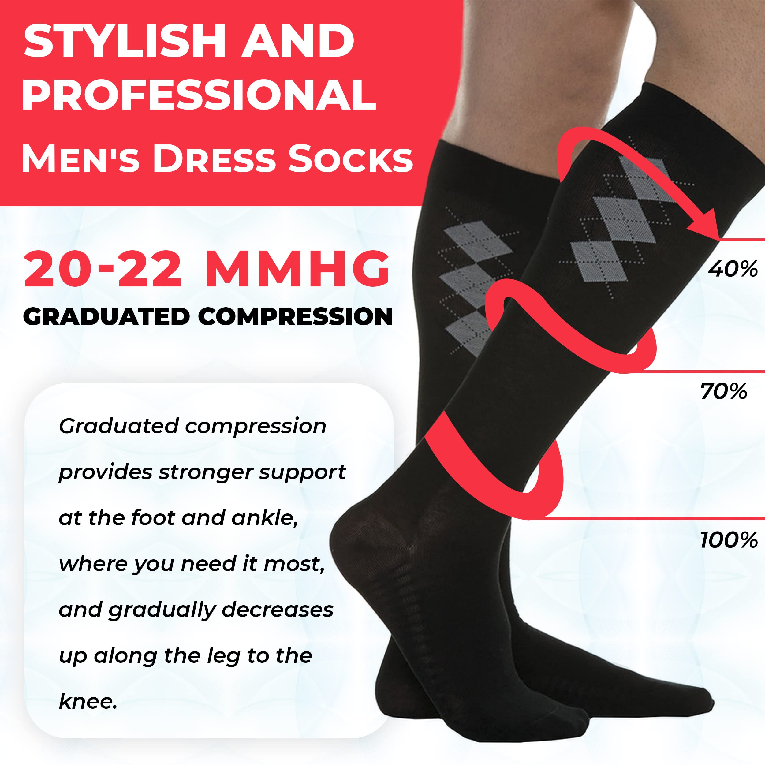 Maxar Men's Standard Knee High, Black, Large