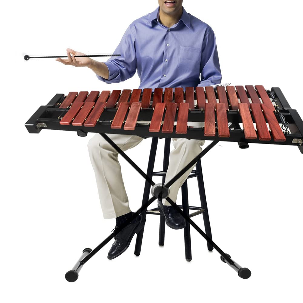 TNZMART 32 Key Xylophone Set with Adjustable Stand Wooden Glockenspiel Percussion Educational instrument