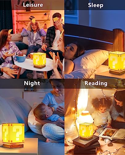 NESIMY Super Bros Table Lamp Night Light for Kids Question Block Decor NightLight Merchandise As Toys Gifts for Kids and Fans