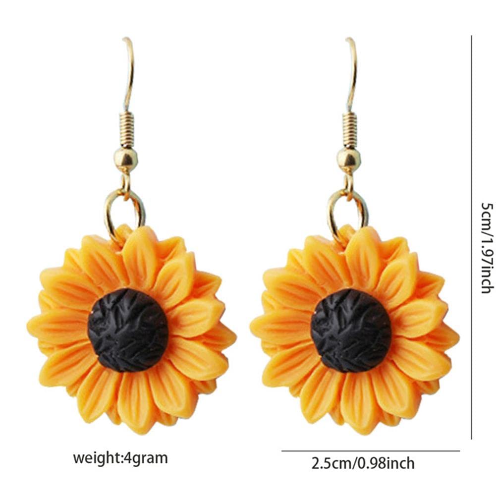 Sunflower Earring Resin Sunflower Daisy Dangle Drop Earrings for Women Sunshine Jewelry-resin