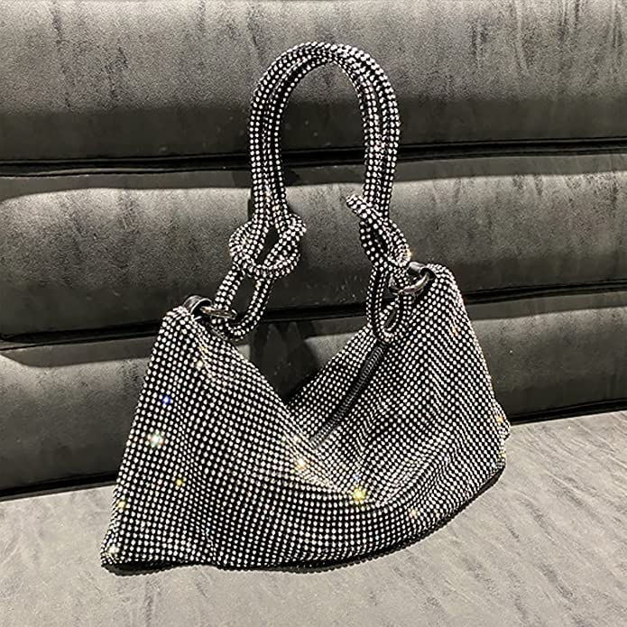 TIAMID TIAMID rhinestone purse for women black diamond purse Silver glitter purses women's Chic Sparkly Mini Bag