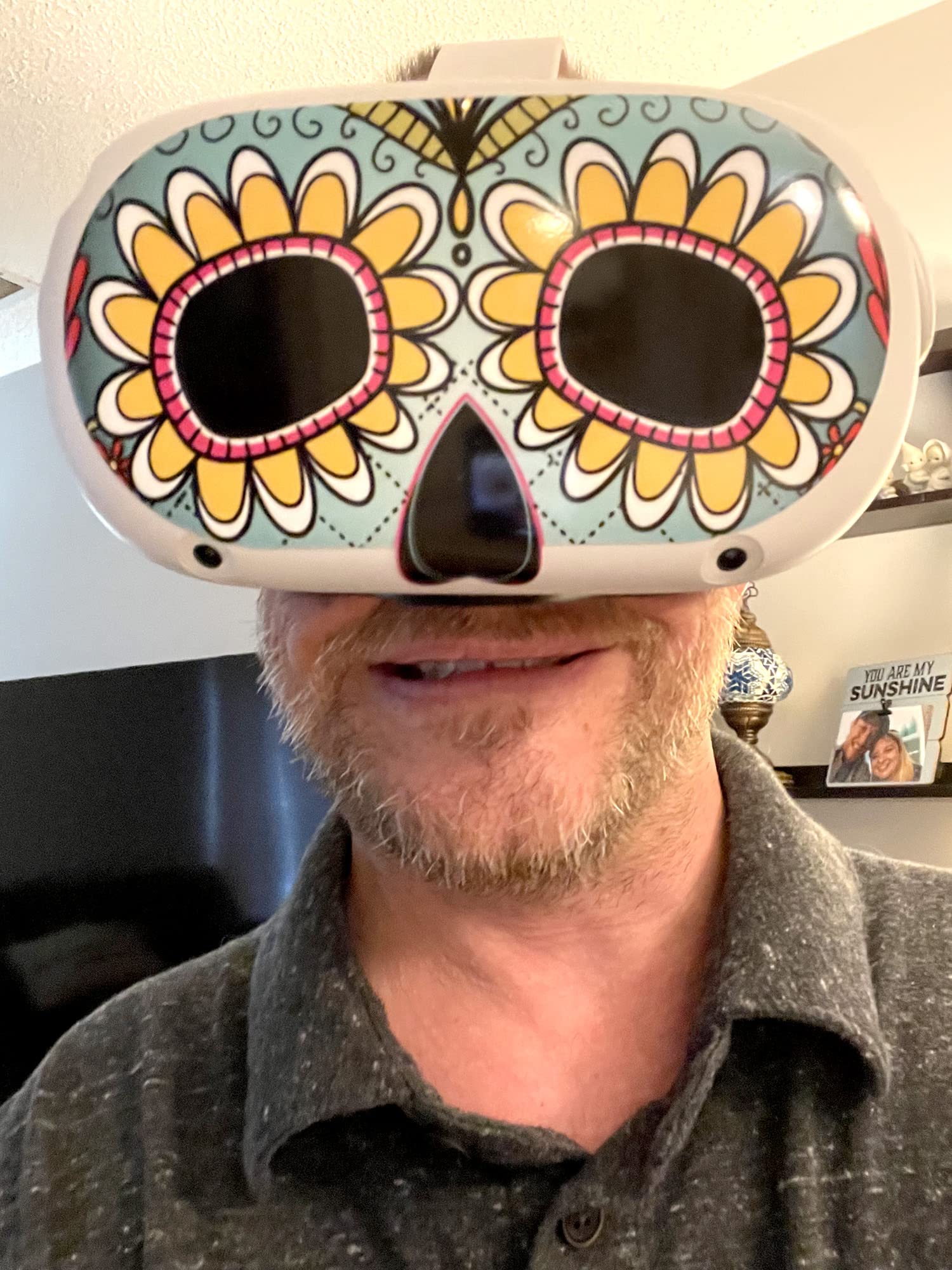 Sugar Skull (Green) Decal for Quest 2 VR Headset - Meta / Oculus - Glossy Vinyl Sticker