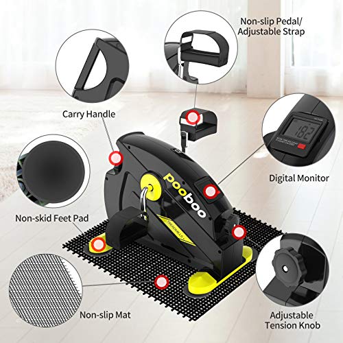 pooboo Pedal Exerciser Under Desk Bike Stationary Exercise Portable Mini Cycle Bike for Legs and Arms Exercise Bikes
