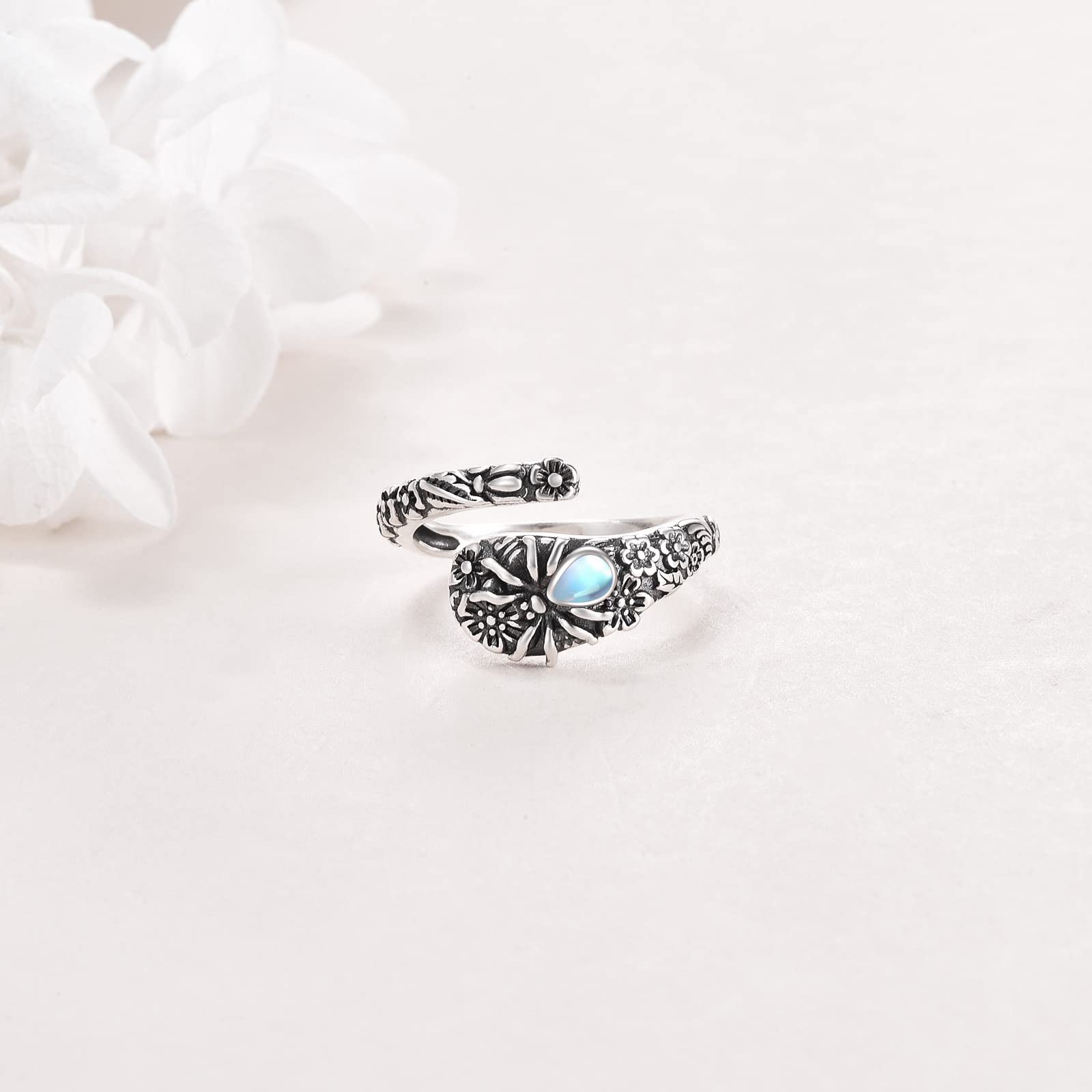 UCADRIT Spider Ring Sterling Silver Adjustable Spider Ring Moonstone Spider Jewelry Gifts for Women