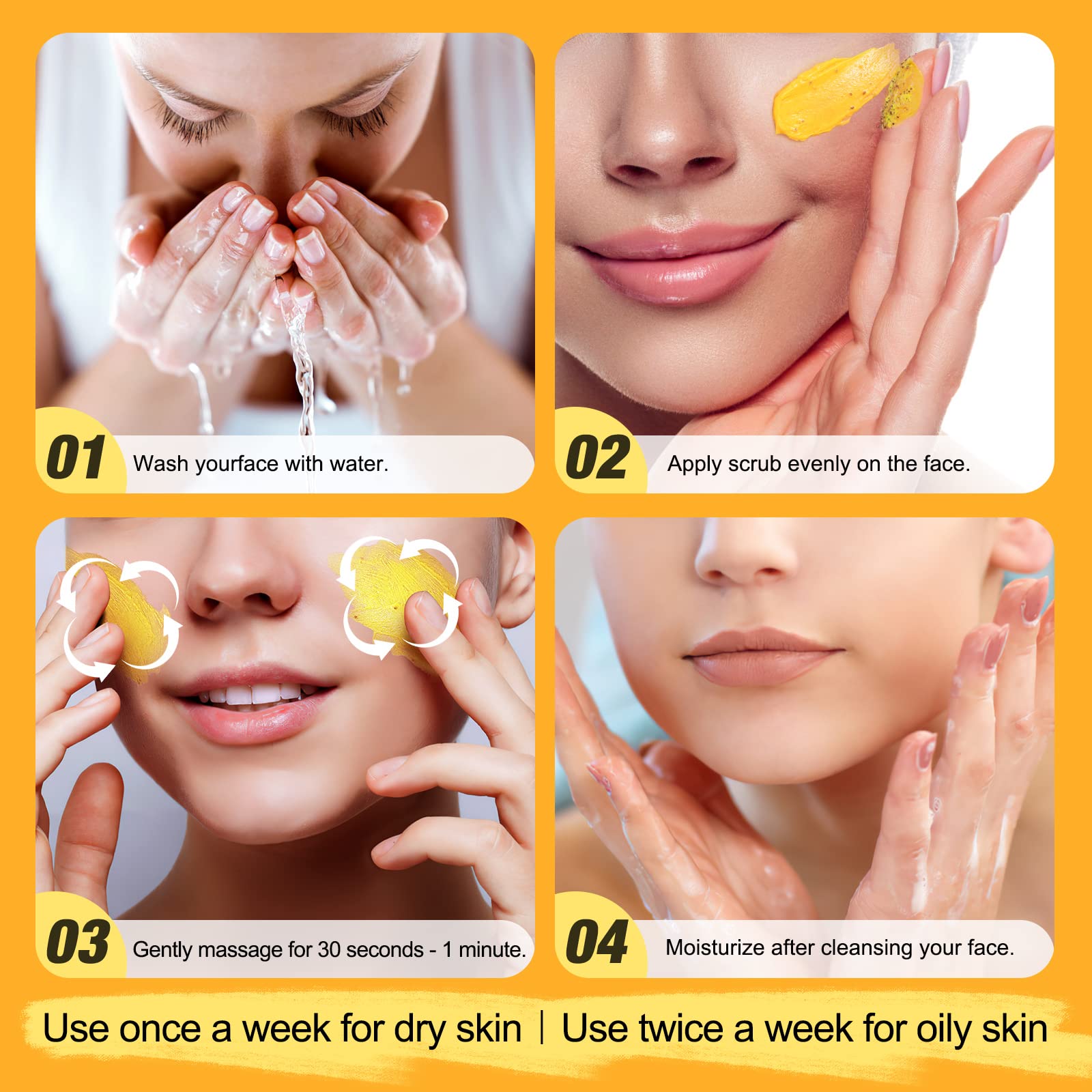 Vitamin C and Turmeric Face Scrub Cream Organics Microdermabrasion Facial Scrub Exfoliating Clears Blackheads Improve Dark Spot Acne with Strawberry Extract Exfoliator
