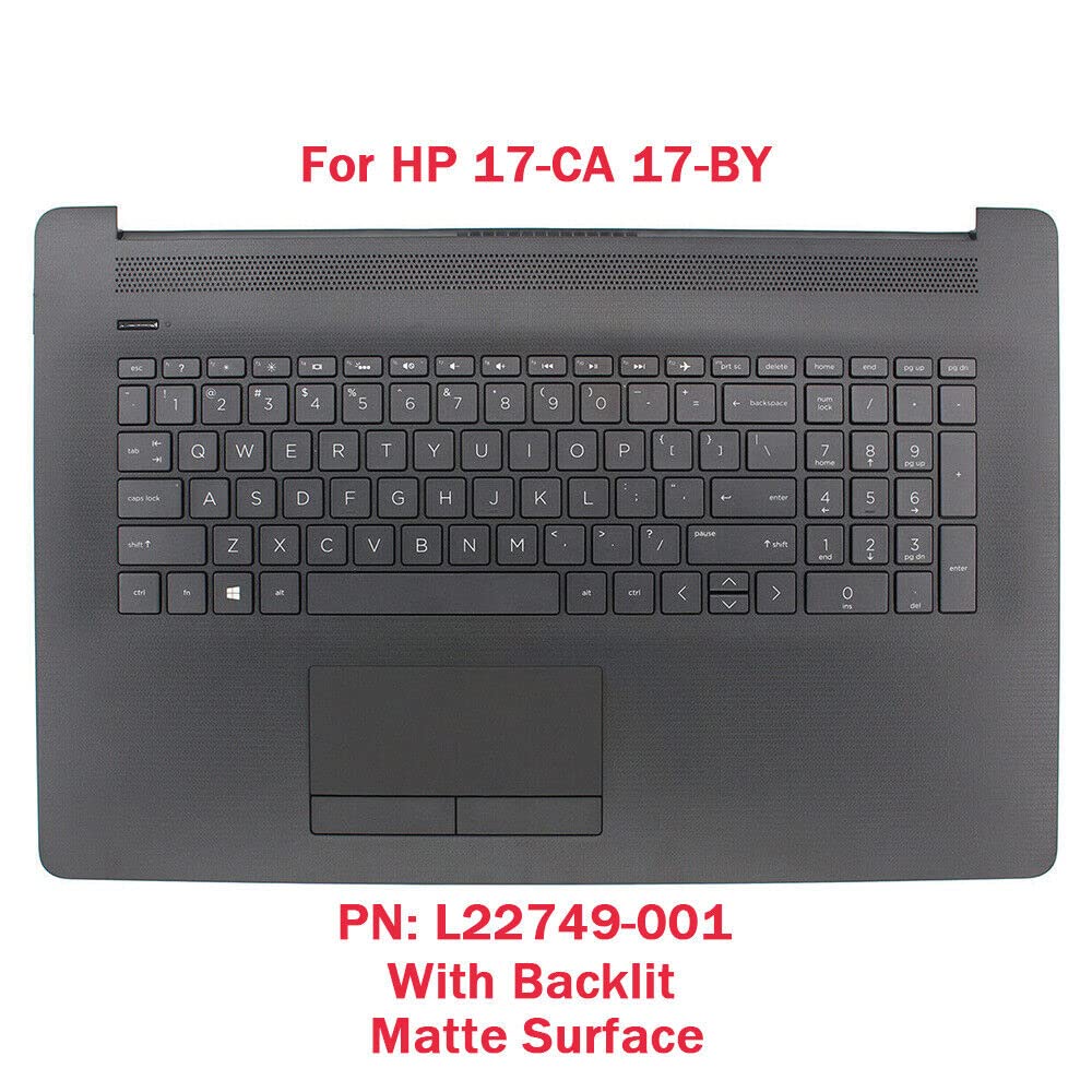 wzqrps Replacement Laptop Upper Case Palmrest Backlit Keyboard Non-PTP Touchpad Assembly Part for HP 17 by/CA L22749-001 Gray