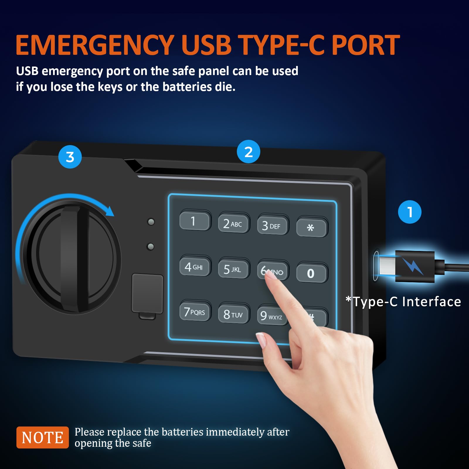 Voncabay Money Safe Box for Home with Sensor Light and Mute Function & Fireproof Security Safe Box for Money Safe with Emergency Power Outlet, Lock Box Fireproof Safe with Digital Keypad