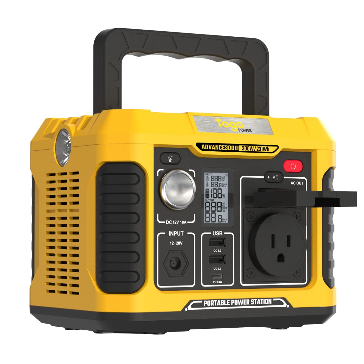 TogoPower Portable Power Station 300W, Outdoor Solar Generator (Solar Panel Not Included) 231Wh Backup Lithium Battery, 120V Pure Sine Wave AC Outlet for Camping Travel Hunting Blackout Home Emergency