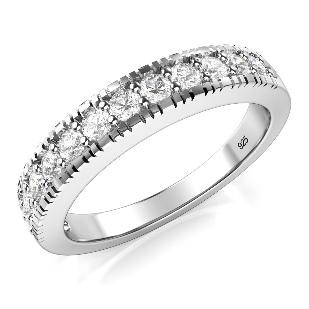 Metal Factory Sz 7 Sterling Silver 925 CZ Cubic Zirconia Wedding Band Ring