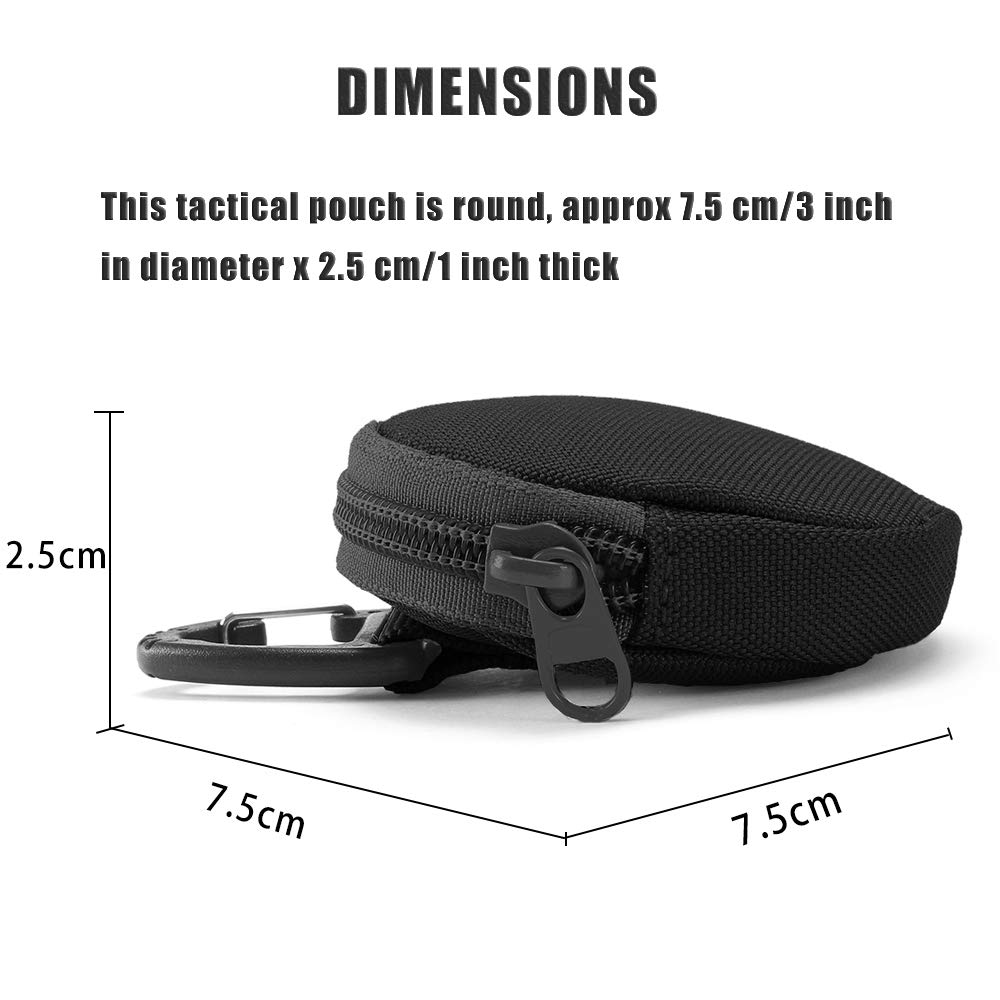 Nujiaa Coin Pouch, Small Coin Purse Keychain, Professional EDC Pouch Accessories Case for Military Gear Bags, Little Change Wallet, Wireless Headset Pack. (2PCS Black)