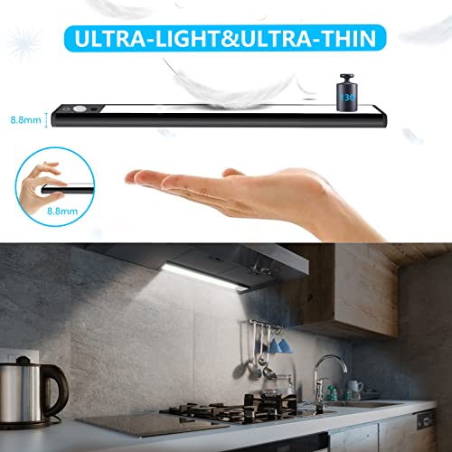 pinci 126 LED Under Counter Closet Lighting,Motion Sensor Cabinet Light,Magnetic Motion Activated Light,Wireless Dimmable Rechargeable Night Lights with Hand-Wave Sensor for Kitchen,Wardrobe,KitchenâŚ