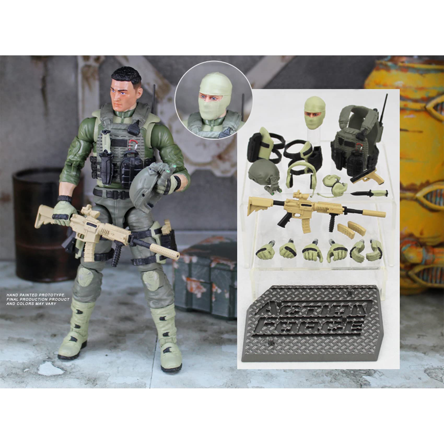 Valaverse 1/12 Scale Action Force Blowback Military Figure, 6.5 Inch SWAT Soldier with Weapons & Playset Accessories