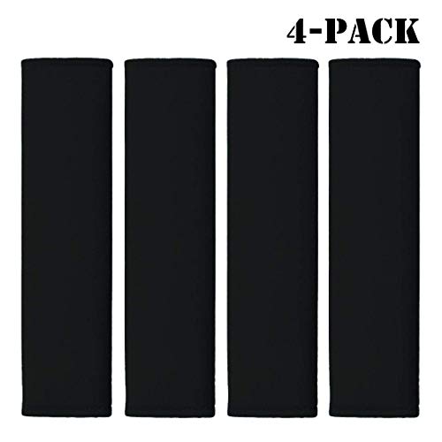 MIRKOO Car Seat Belt Cover Pad, 2-Pack Soft Car Safety Seat Belt Strap Shoulder Pad for Adults and Children, Suitable for Car Seat Belt, Backpack, Shoulder Bag, Upholstery for vehicles (Black)