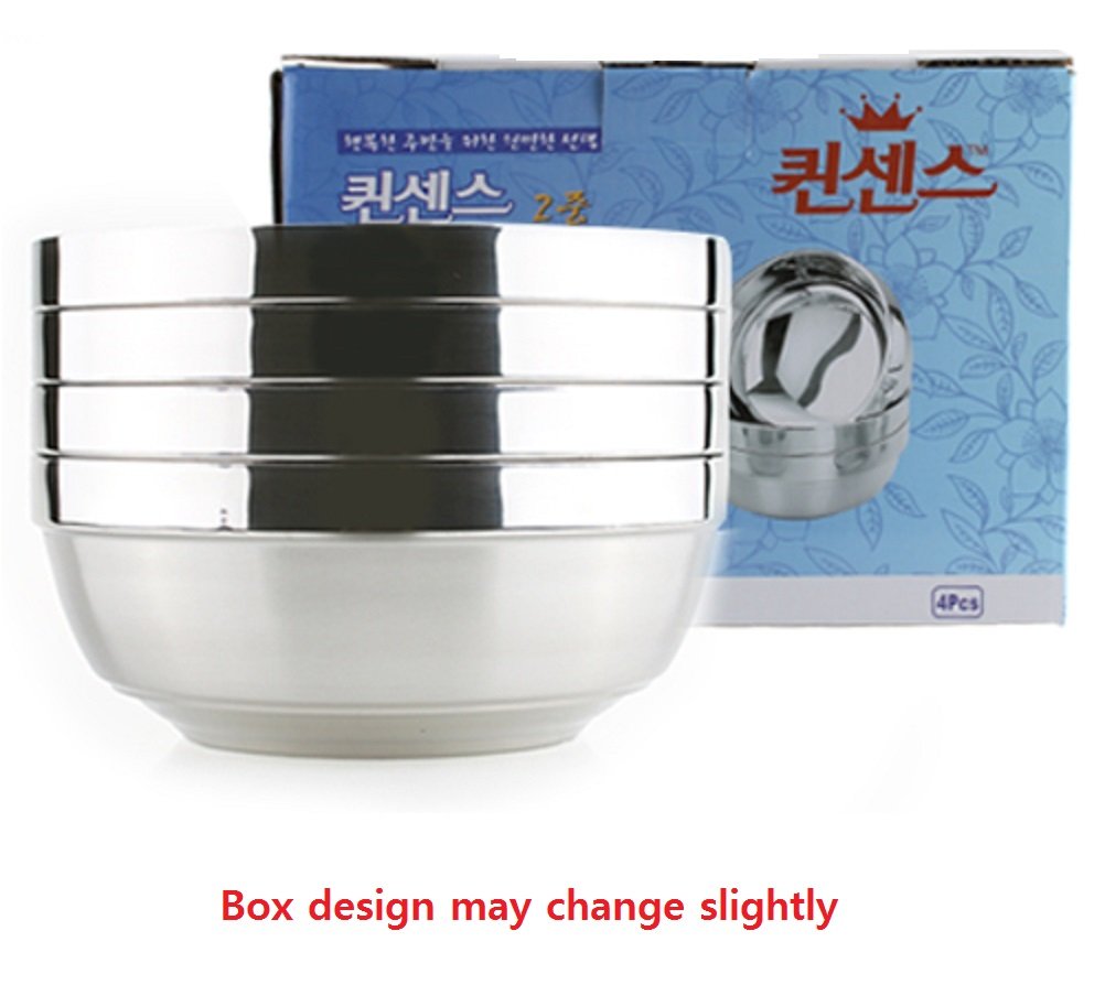 Vacuum Insulated Double Skin Stainless Steel Korean Traditional Naengmyeon Bibimbap Bowl 4 pcs 7.8"
