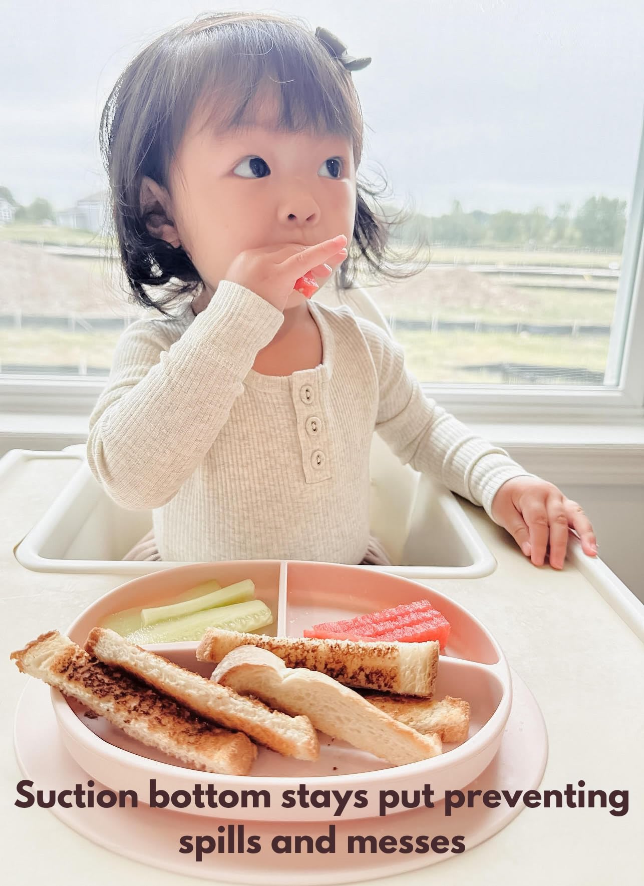 Ullabelle Suction Toddler Plates & Bowls Complete Set w/Spoon- BPA Free 100% Food Grade Silicone- Microwave & Dishwasher Safe Baby Suction Plate, Suction Bowl w/Lid, & Spoon- (Pink)