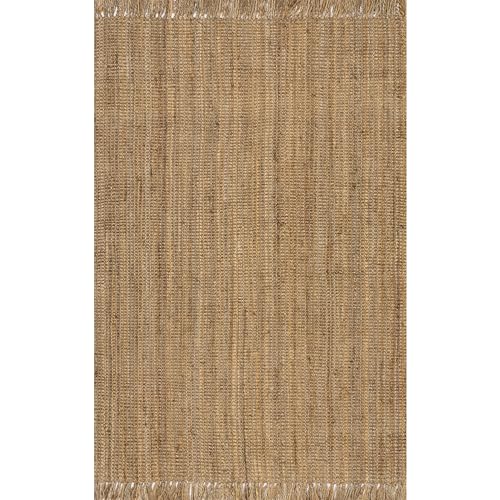 nuLOOM 8x10 Daniela Jute Tassel Hand Woven Area Rug, Natural, Solid Chunky Farmhouse Design, Natural Fiber, For Bedroom, Dining Room, Living Room, Hallway, Office, Entryway