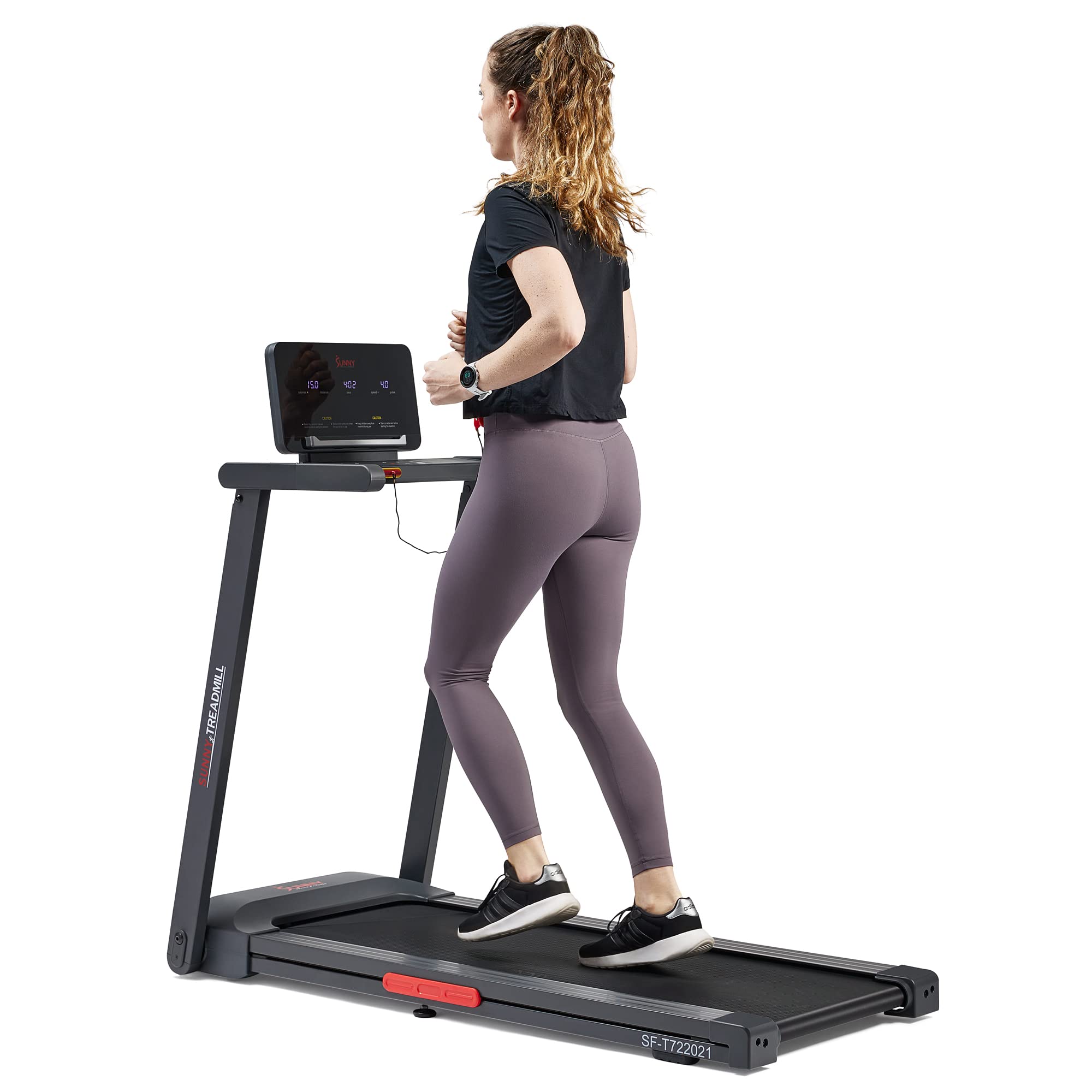 Sunny Health & Fitness Interactive Slim Folding Treadmill with Advanced Brushless Technology, Enhanced Stabilization & Exclusive SunnyFitÂŽ App Enhanced Bluetooth Connectivity - SF-T722021