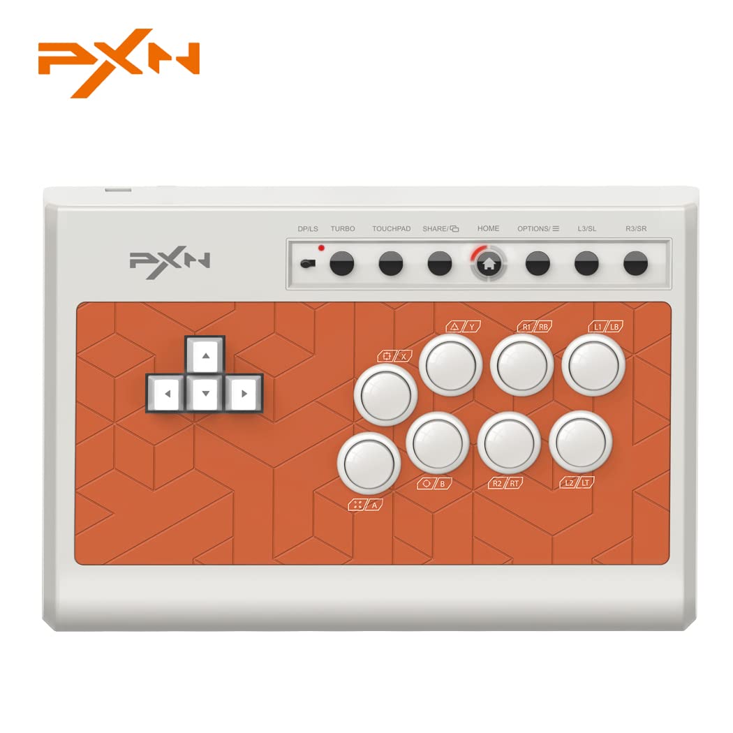 PXN X8 Arcade Fight Stick Joystick - PC Fight Sticks, Keyboard Operation Joystick with 3.5mm audio interface for PS4,PS3, PC, Xbox One, Xbox Series X|S, Switch-White