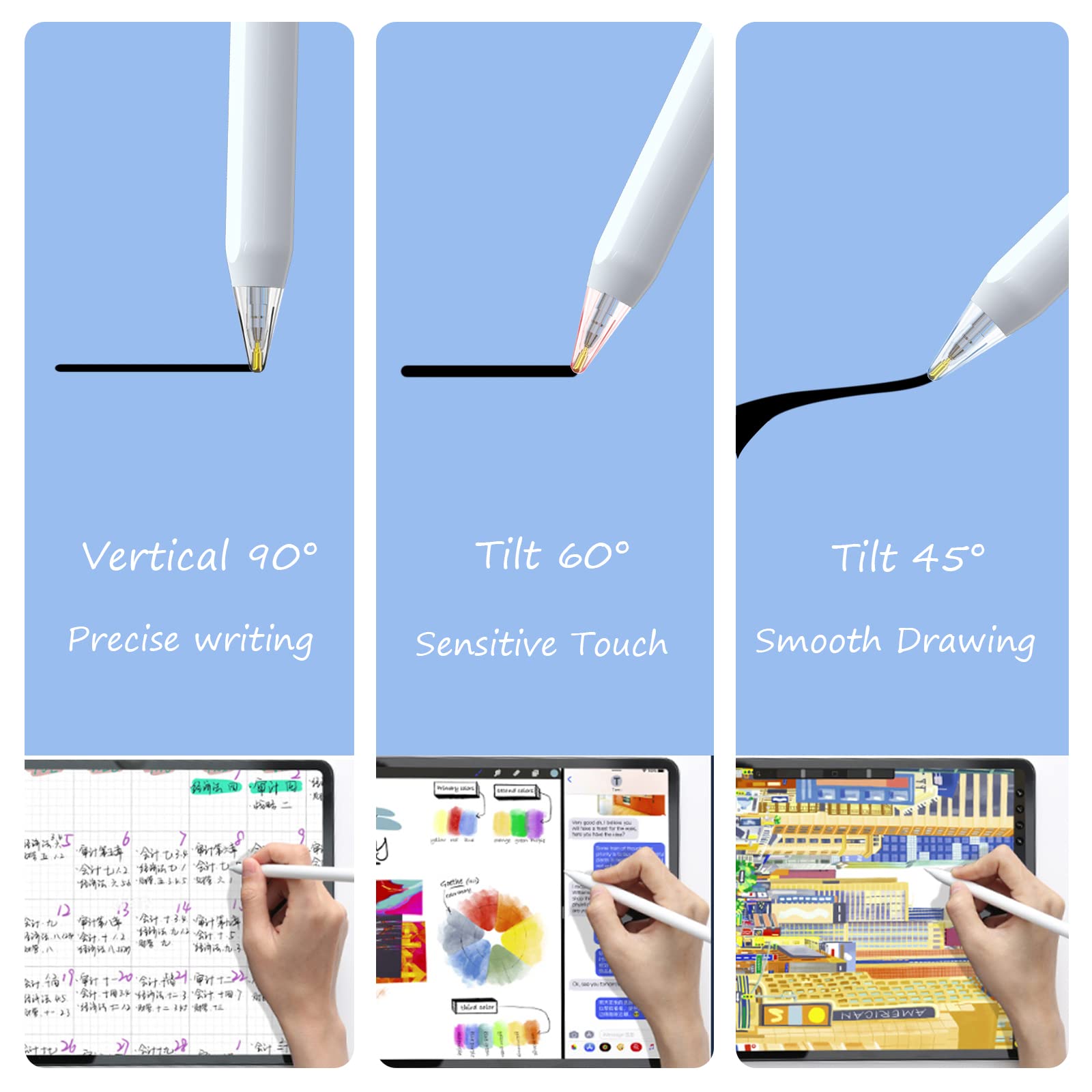 Upgraded 5 Pack Clear Pencil Tips for Apple Pencil 2nd and 1st Generation,0.75mm Metal Wear-Resistant Out Noiseless Fine Point Precise Control Pen Like Nibs for iPad Pro/Air/Mini