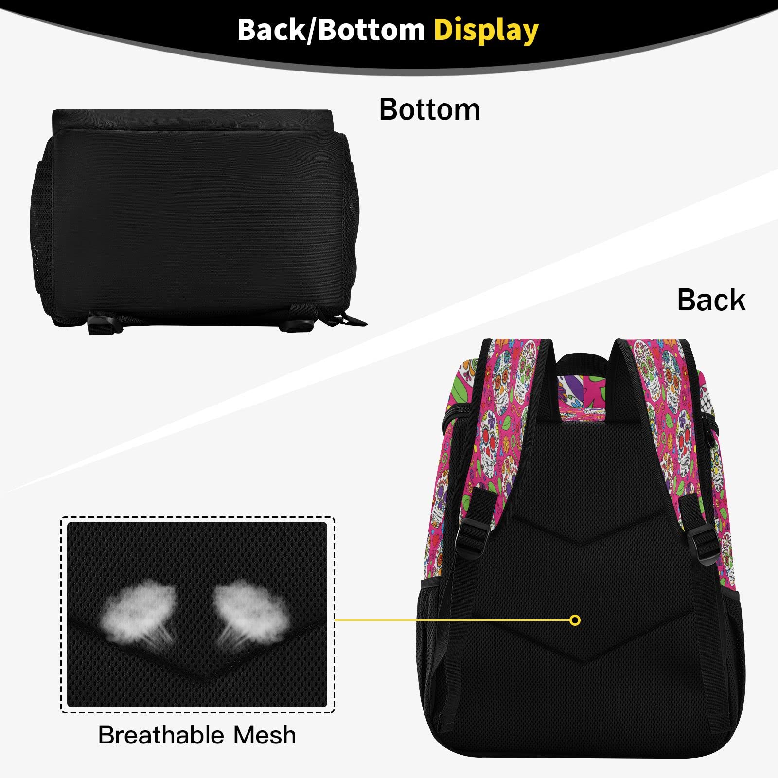 Sugar Skull Day Off The Dead Pink Cooler Backpack Insulated Waterproof Leak Proof Beach Cooler Bag Lightweight Lunch Picnic Camping Backpack Cooler for Men and Women