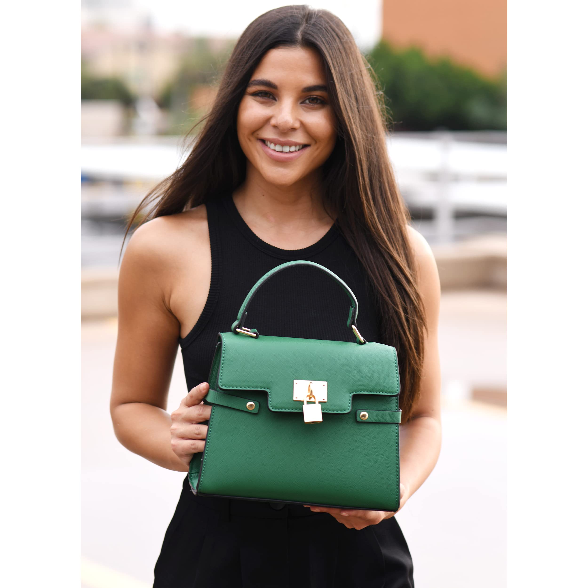 SUGU Women Classic Saffiano Top Handle Satchel Bag |FU