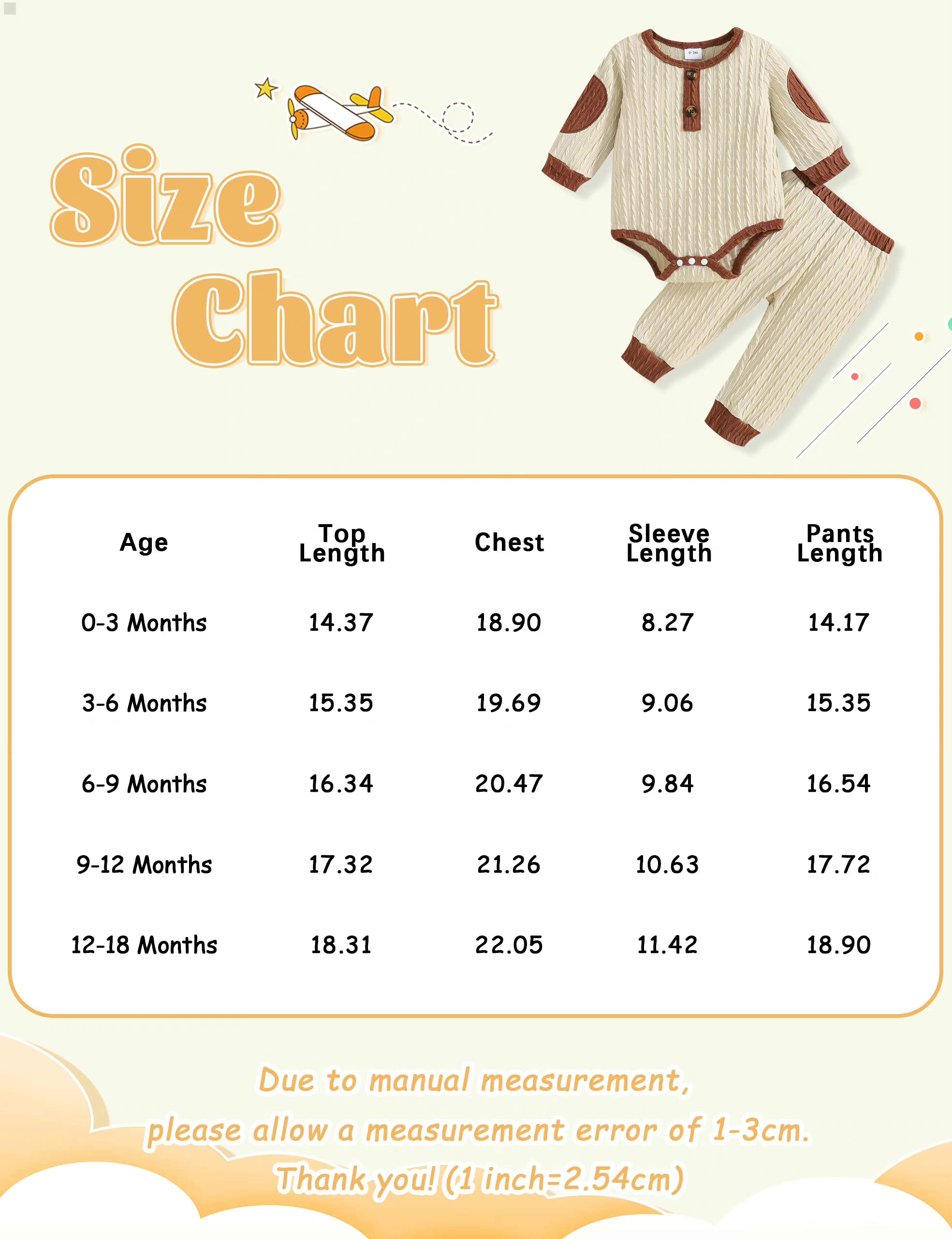 ZMBKDKHJK Newborn Baby Boy Clothes Long Sleeve Bodysuit Romper Solid Pants Infant Fall Winter Outfits (Apricot, 3-6 Months)