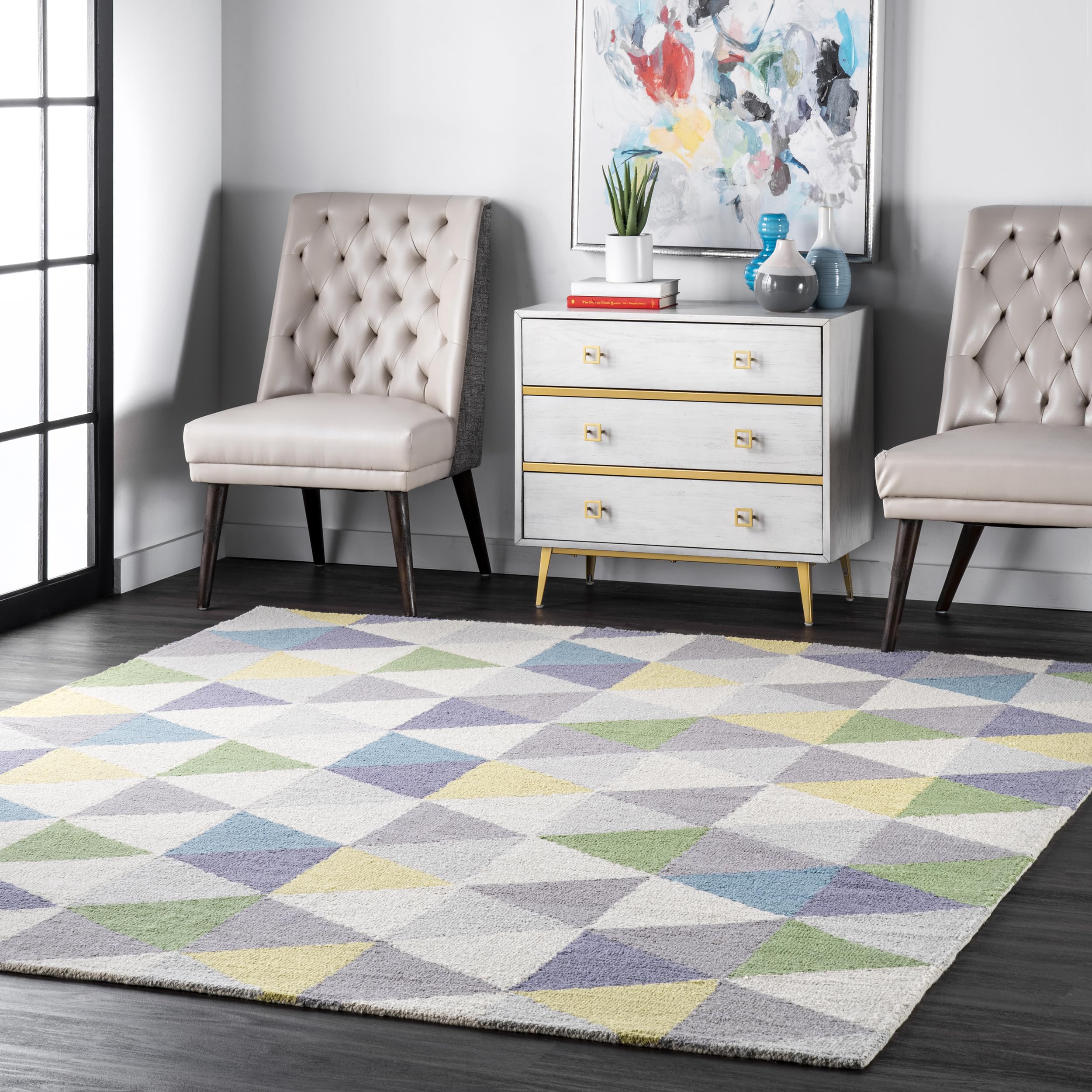nuLOOM Bianca Triangles Wool Area Rug, 5' x 8', Pink