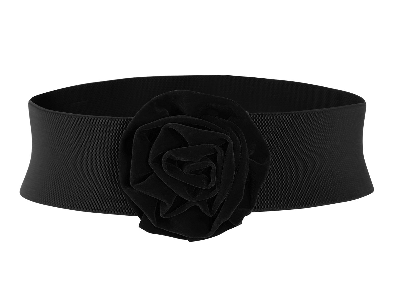 MUXXN Womens Retro Rose Stretch Waistband Flower Buckle Belts (Black S)
