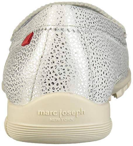 Marc Joseph New York Women's Leather Made in Brazil Mott Street Golf Shoe, Silver Metallic Grainy, 8 M US
