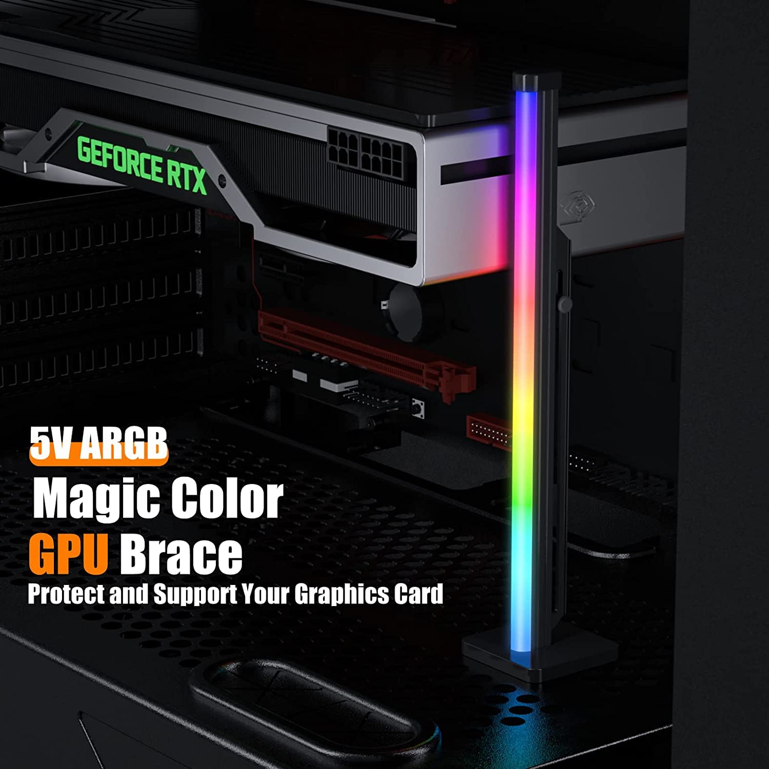 upHere 5V ARGB GPU Support Bracket GPU Holder Graphics Card Video Card Holder,Video Card Sag Holder/Holster Bracket GH04KARGB