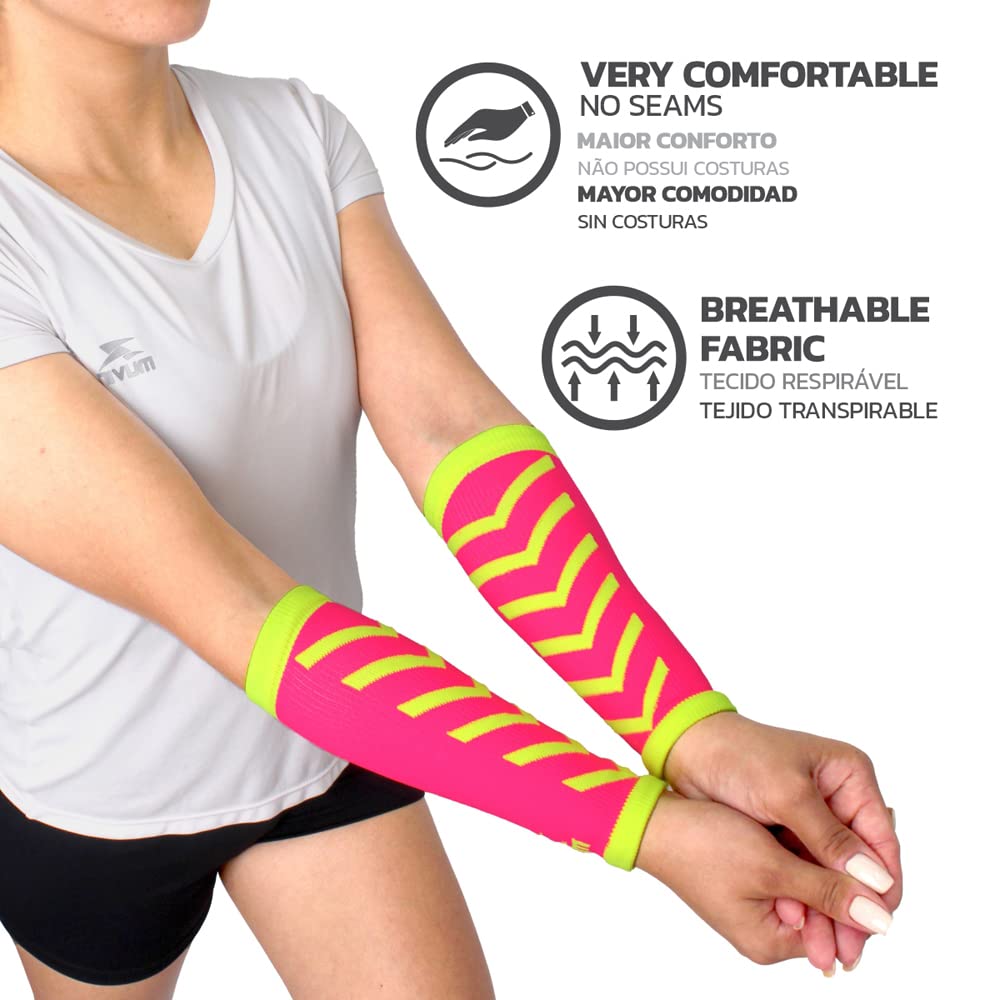 Muvin Arrow Volleyball Arm Sleeves - Compression, Forearm Protection for Ball Impact and Floor Burn - Men & Women (Black, S/M)