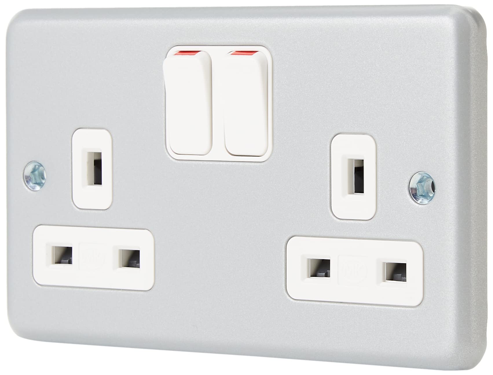 Metalclad Plus MK K2946D5 ALM 13 amp 2-Gang Double-Pole Switch Socket (No Back Box)