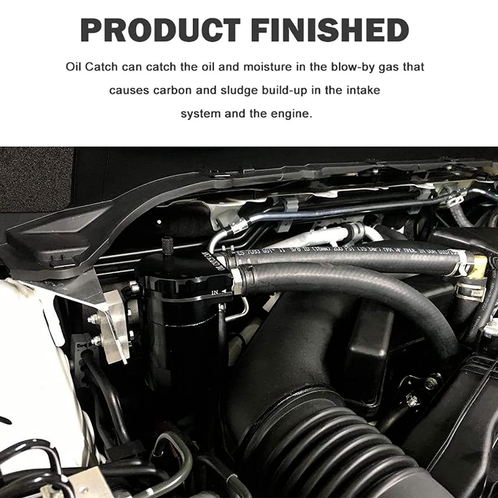 Ryanstar Oil Catch Can Kit Oil Separator Reservoir Tank Baffled Compatible with Ford F150 2.7EB 3.5EB 5.0L Passenger Side 2011-2021,Raptor 3.5L Ecoboost 2017-2021, Expedition 3.5L EcoBoost 2018-2021