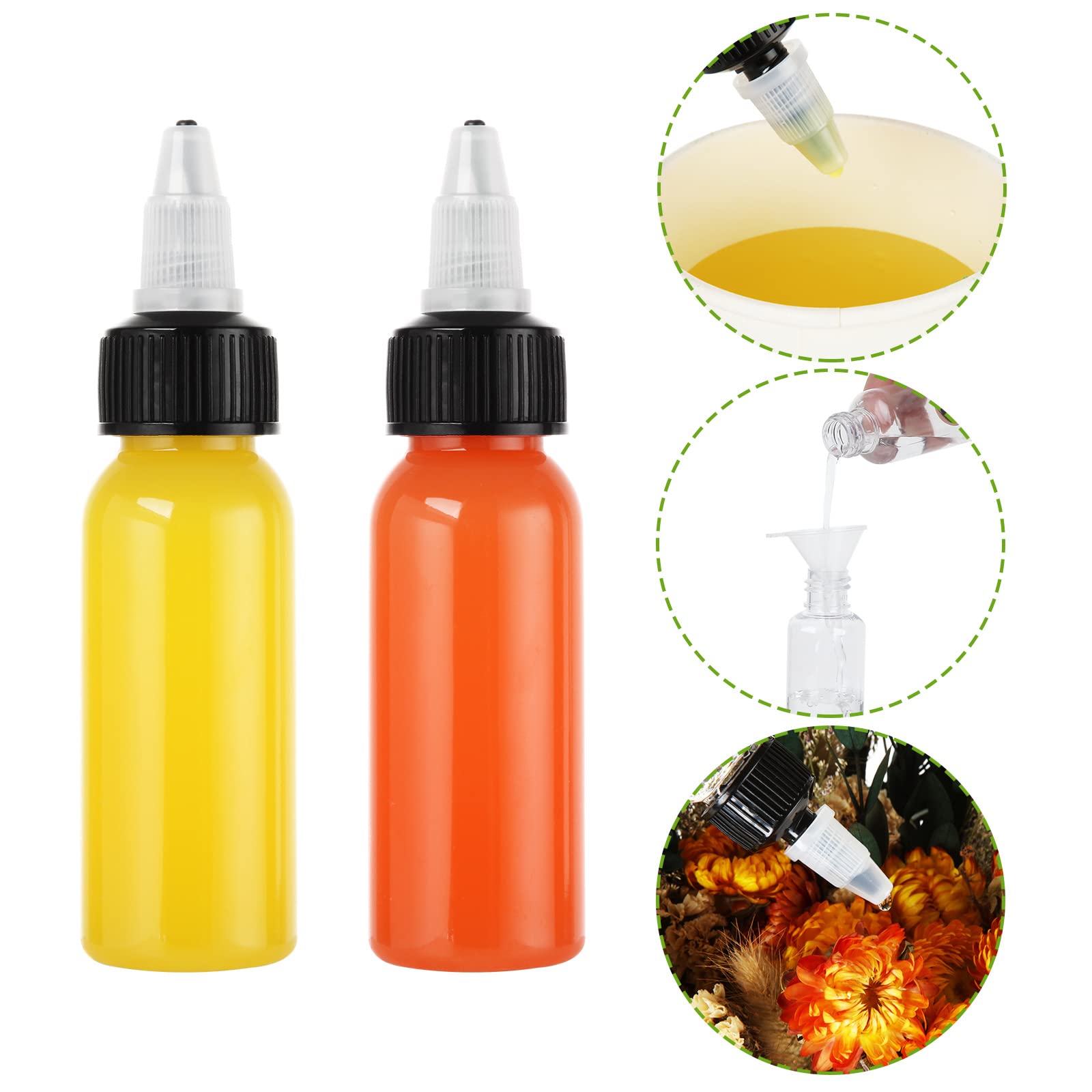 ZOFORTY 60 Pack 1oz Boston Dispensing Bottles Plastic Squeeze Bottles with Twist Top Cap Round HDPE Bottles for Crafts, Liquids, Inks, Kitchen, Household