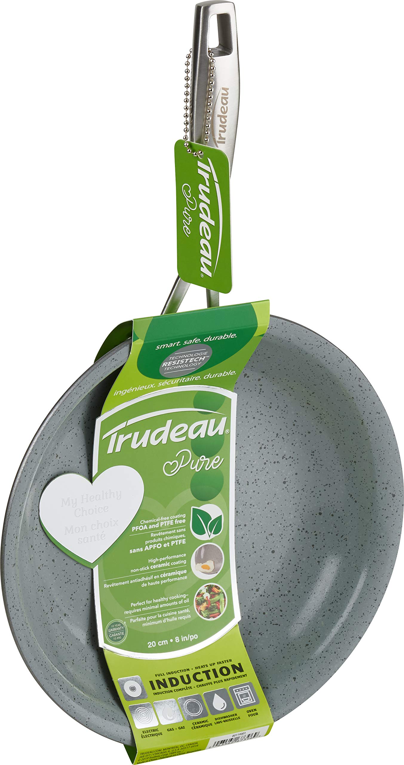 Trudeau Pure Ceramic Frying Pan, 8-Inch, Grey