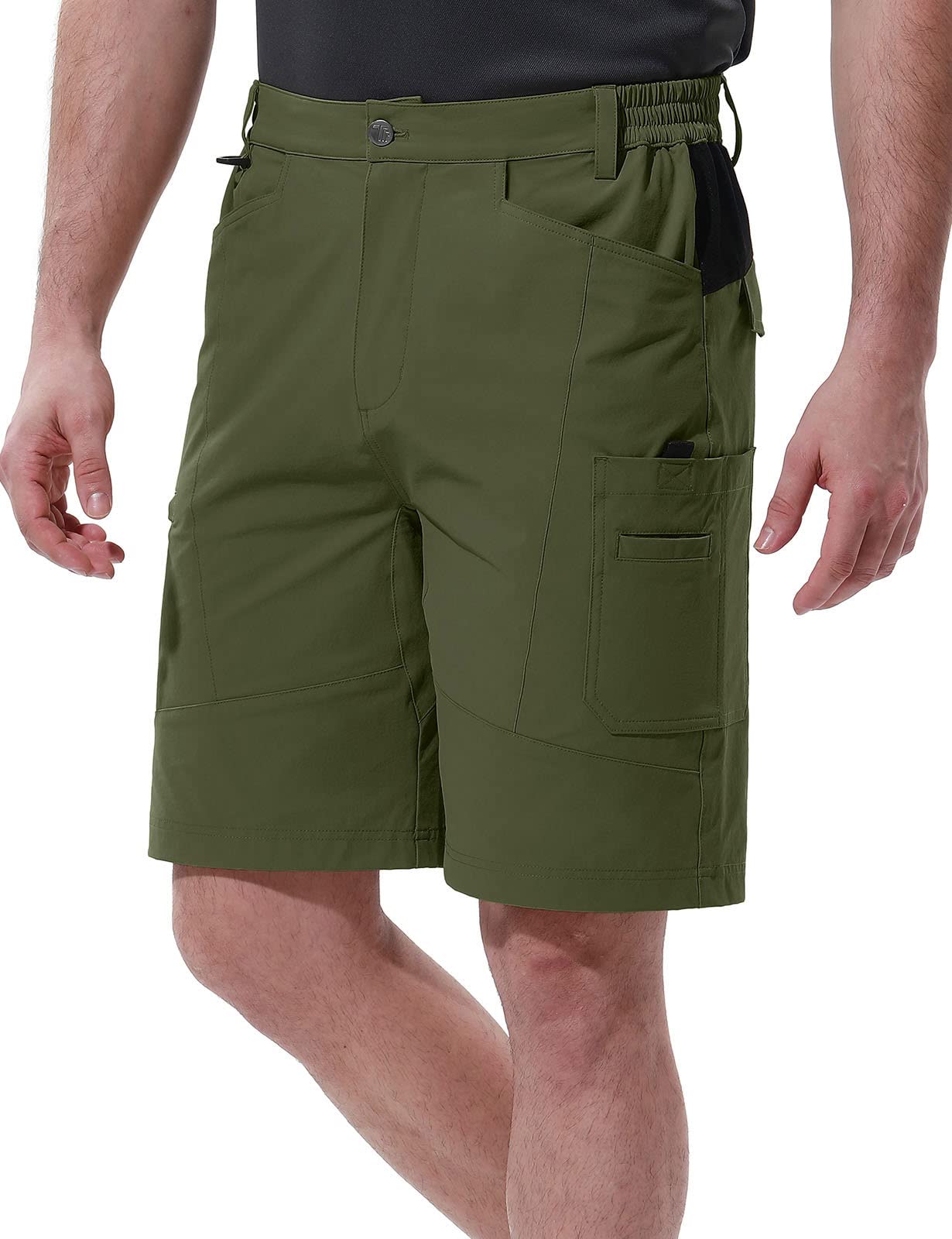 Rdruko Men's Work Shorts Lightweight Quick Dry Outdoor Hiking Fishing Shorts 8 Pockets(Army Green, US 32)