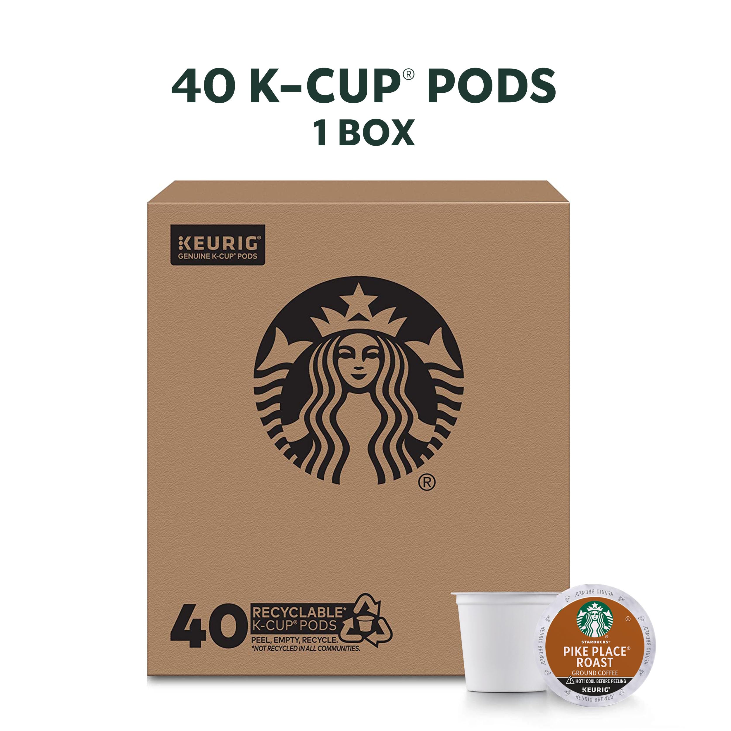 Starbucks Medium Roast K-Cup Coffee Pods β Pike Place for Keurig Brewers β 1 box (40 pods)