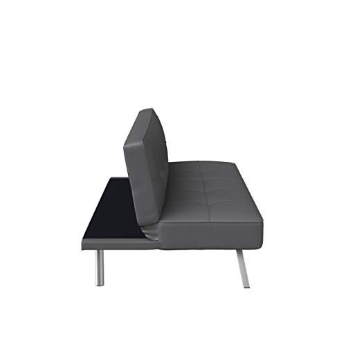 Serta Rane Vegan Leather Futon, 66.1" W x 33.1" D x 29.5" H, Dark Gray