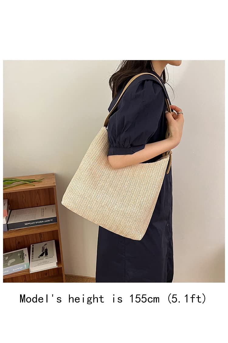 Ulisty Women Straw Bag Weave Bag Summer Beach Bag Tote Bag Shoulder Bag Handbag khaki