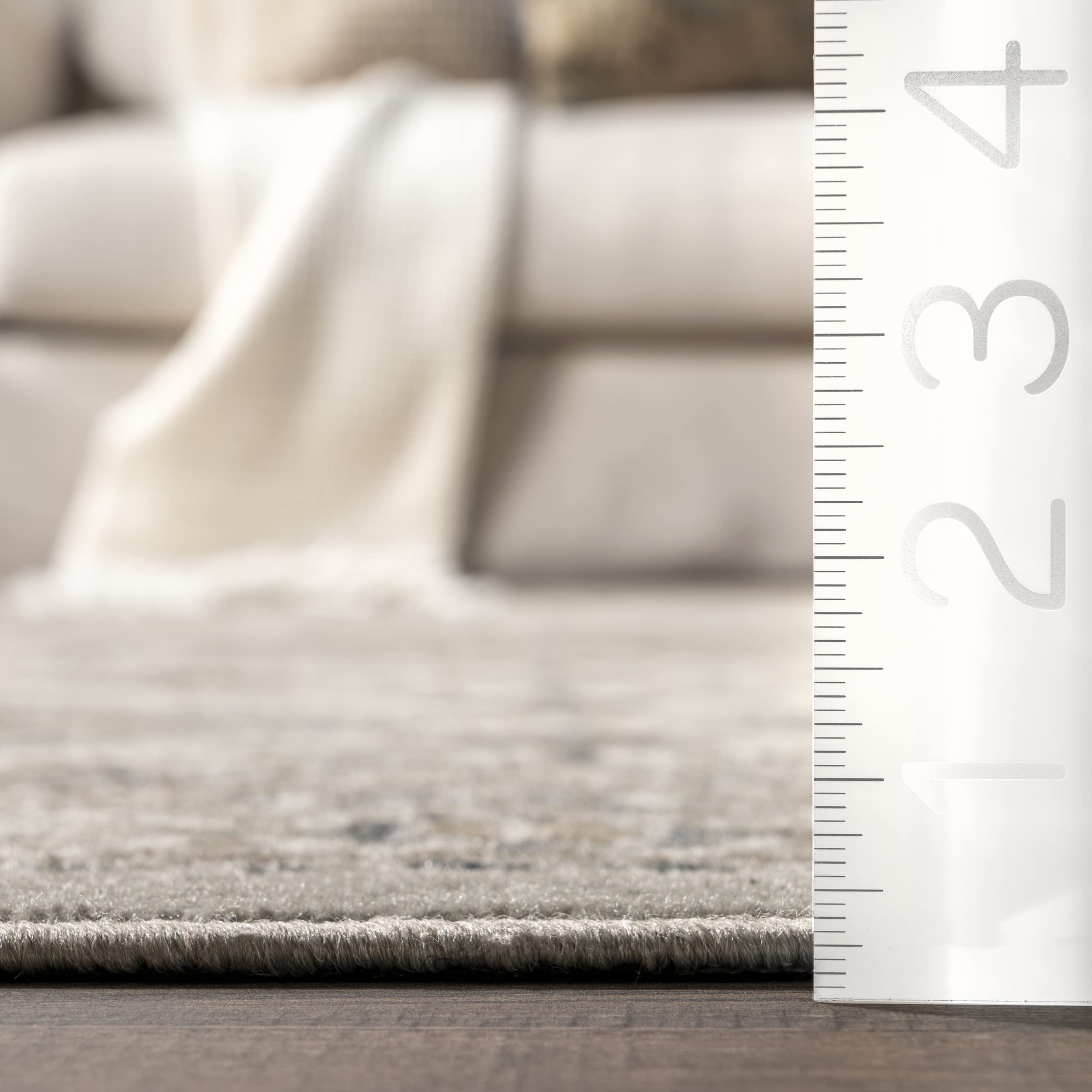 nuLOOM 2x10 Becca Traditional Tiled Area Rug, Taupe, Faded Transitional Design, Stain Resistant, For Bedroom, Dining Room, Living Room, Hallway, Office, Kitchen, Entryway