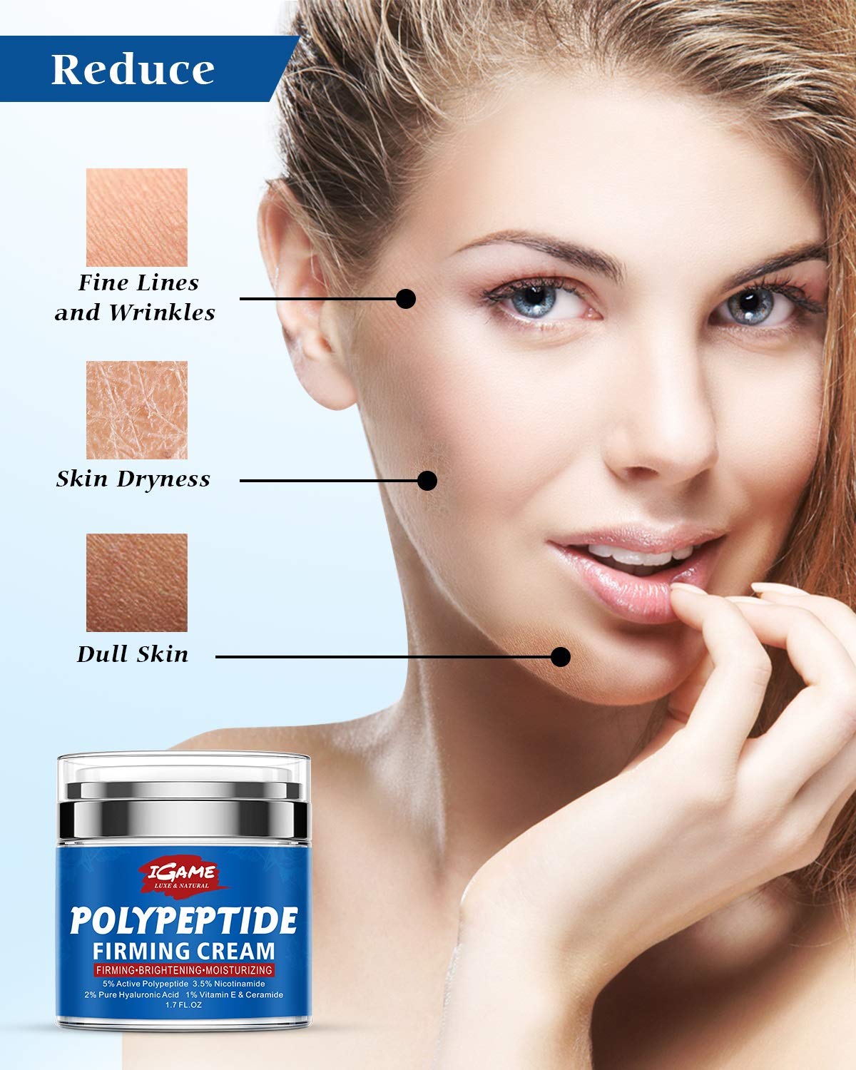 Polypeptide Face Cream, Anti Aging Face Moisturizer for Anti Wrinkles, Hydrating, Moisturizers for face with Polypeptide, Nicotinamide, Hyaluronic Acid, Vitamin E-American Brand