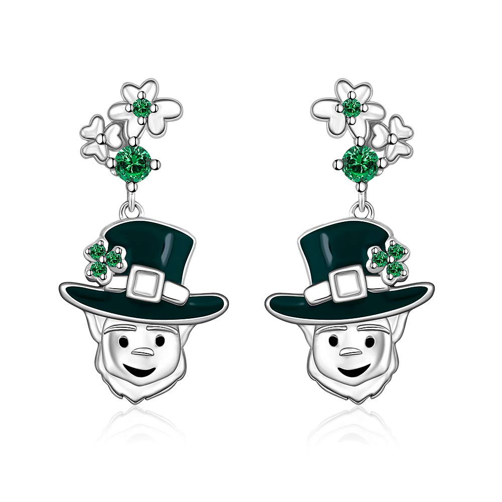 Shamrock St Patricks Day Earrings for Women Sterling Silver PromIrish Emerald Hoop