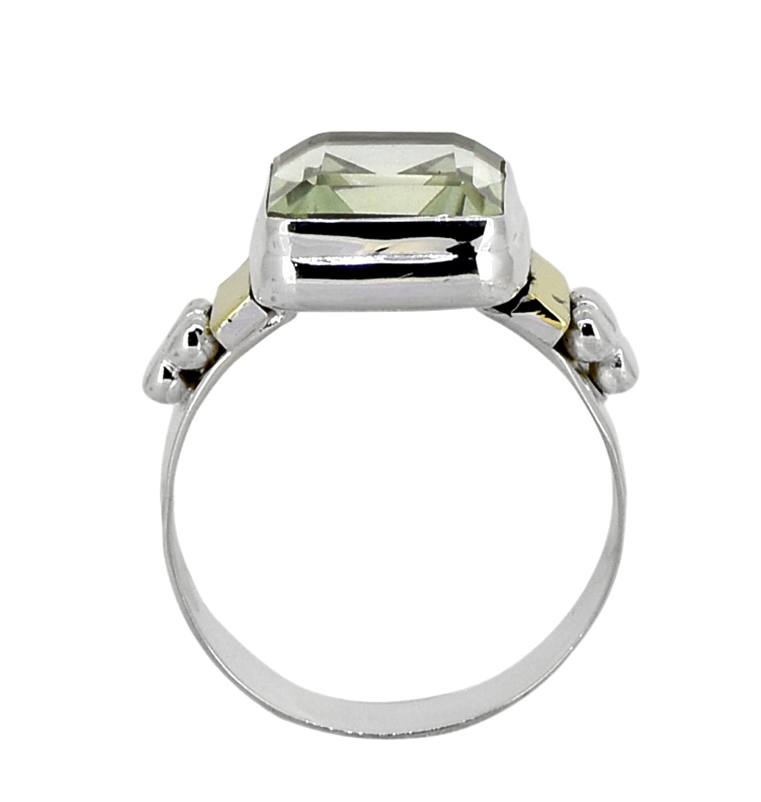YoTreasure Green Amethyst Wide Band Chunky Ring Solid 925 Sterling Silver Brass (9)