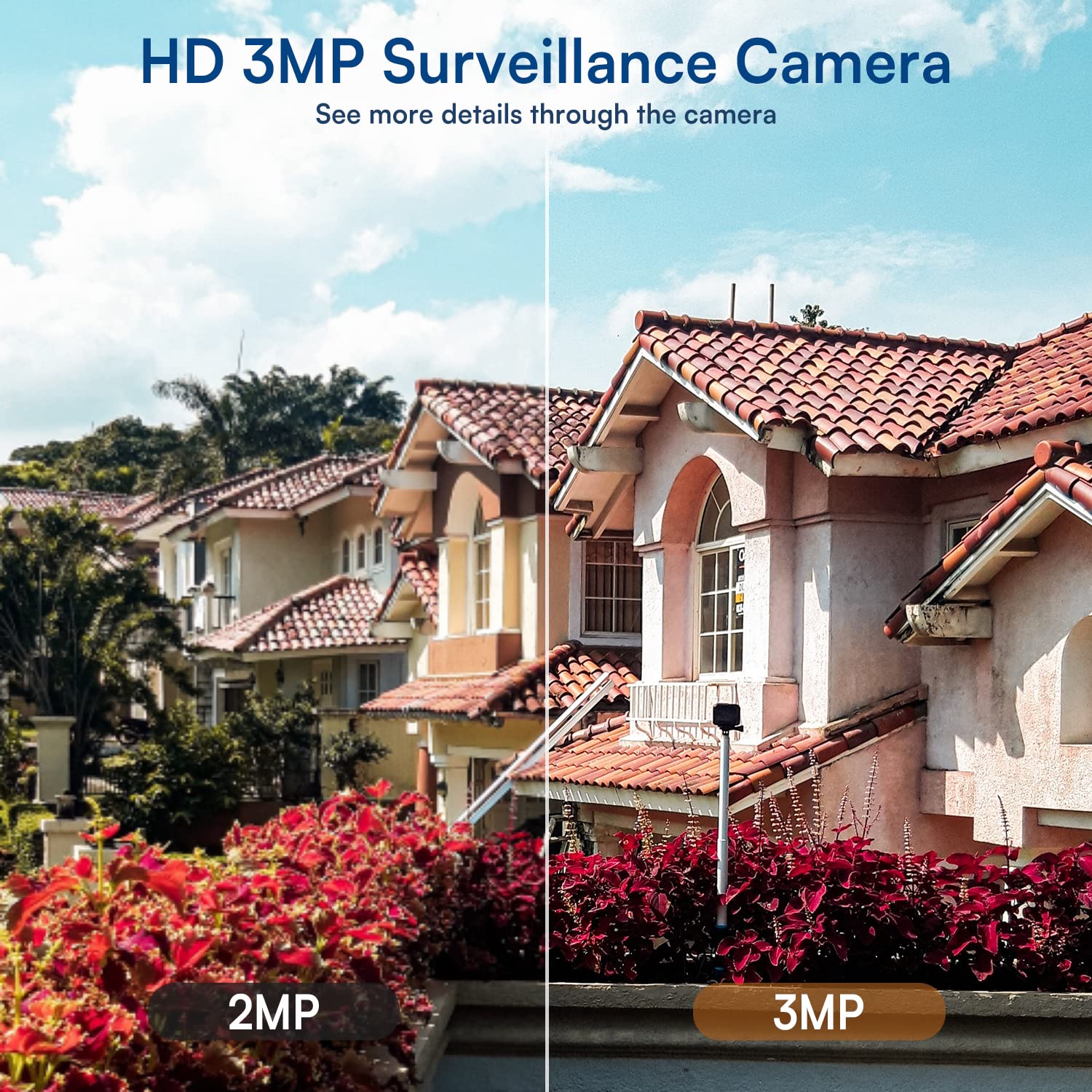 WOOLINK 2K Security Camera for Outdoor, Wireless WiFi, 360 ° Pan-Tilt 3MP UHD for Home Security System (2.4ghz Only) Surveillance Camera 2-Way Talking, Motion Detect and Night Vision