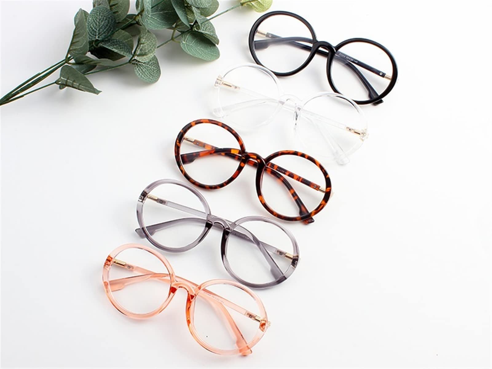 Reading Glasses, Retro Round Frames Eyeglass, Anti Blue Light Eyeglasses, Oversized Frame Computer Glasses for Women Men, Anti Glare/UV Ray Eyeglasses (Color : Black-01, Size : +3)
